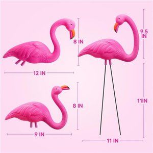 Art | 3 Pack Large Pink Flamingo Yard Decorations Medium Plastic Lawn ...